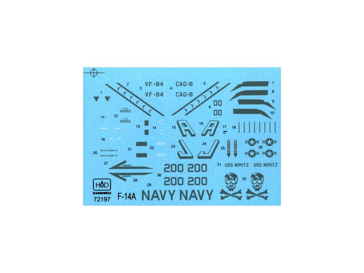 F-14A VF-84 Jolly Rogers Low Visibility USS NIMITZ Decal Sheet | HLJ.com