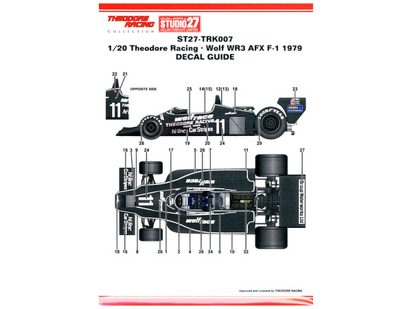 Theodore Racing Wolf WR3 AFX F-1 1979 Decal | HLJ.com